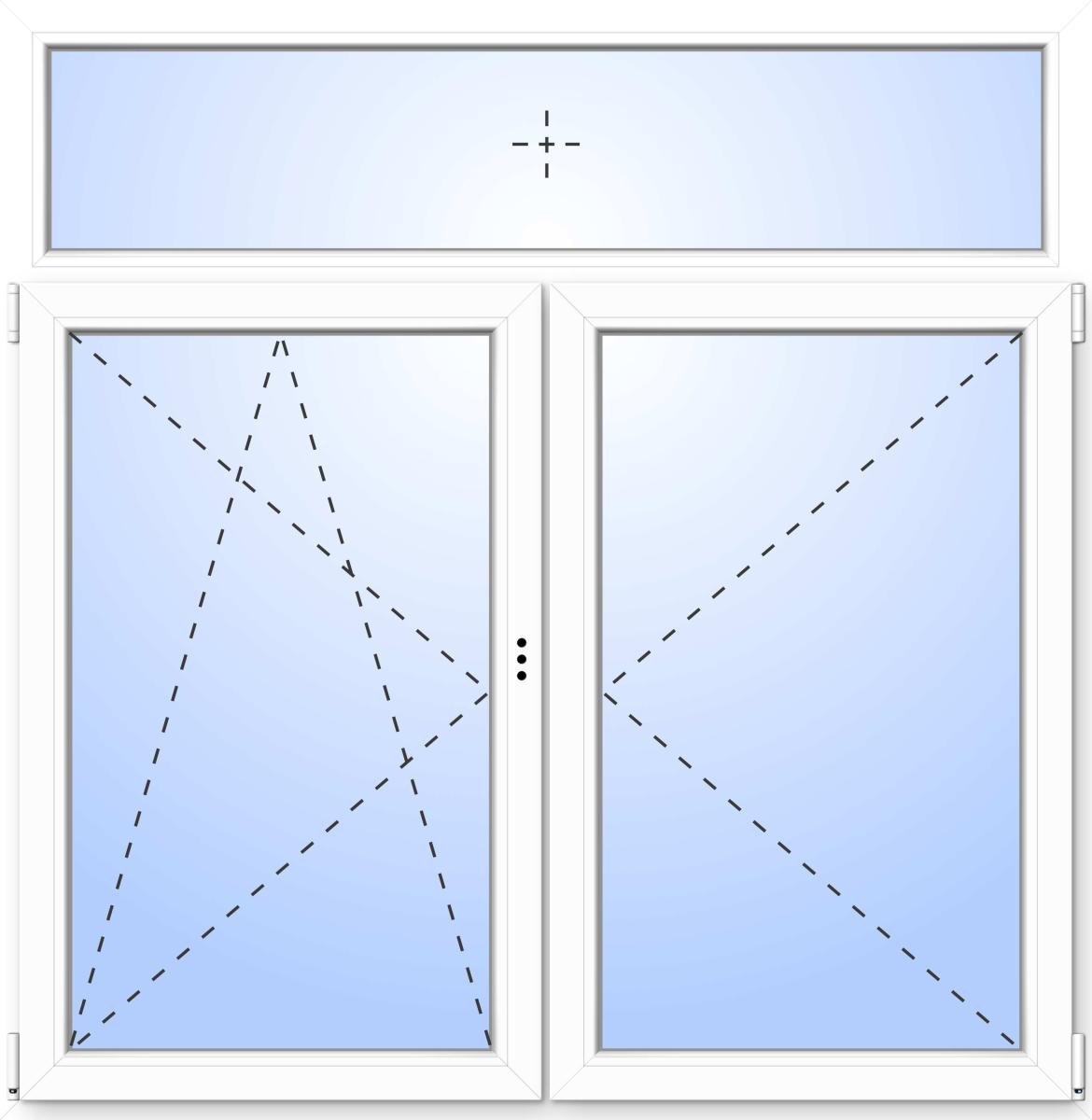 PVC Doppelfenster "DAVID" 3-fach verglast mit Oberlicht symmetrisch ...