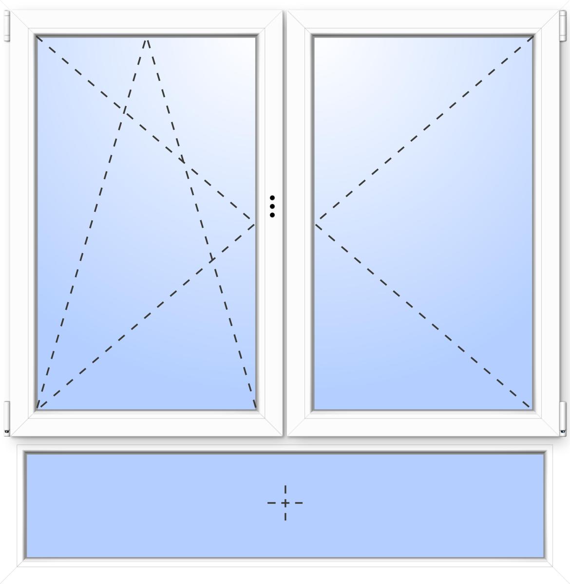 PVC Doppelfenster mit Unterlicht "SEBASTIAN" symmetrisch 3-fach ...